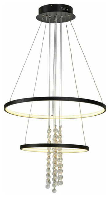 Thumprints Glacier 2 Light Foyer Chandelier, Black, FT-T1040-BK ...