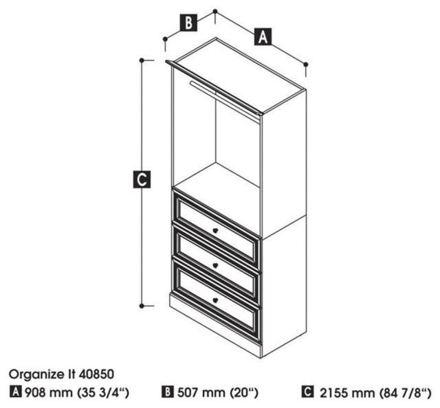 Pemberly Row 36" Engineered Wood Closet Organizer with Drawers in White ...