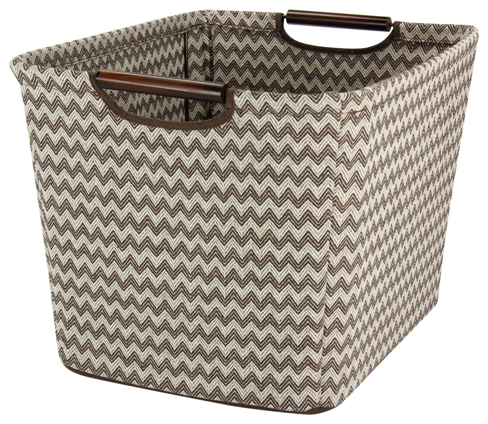Medium Tapered Storage Bin With Wood Handles - Contemporary - Storage ...