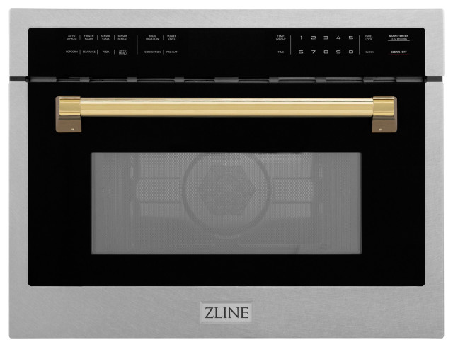 ZLINE 24" Microwave Oven, DuraSnow With Gold MWOZ-24-SS-G - Modern ...