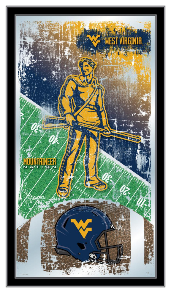 Holland Bar Stool 15"x26" Football Wall Mirror In Matte Black Frame ...