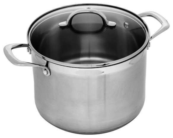 Swiss Diamond Premium Steel, Stainless Stock Pot, 8 Qt, 9.5 ...