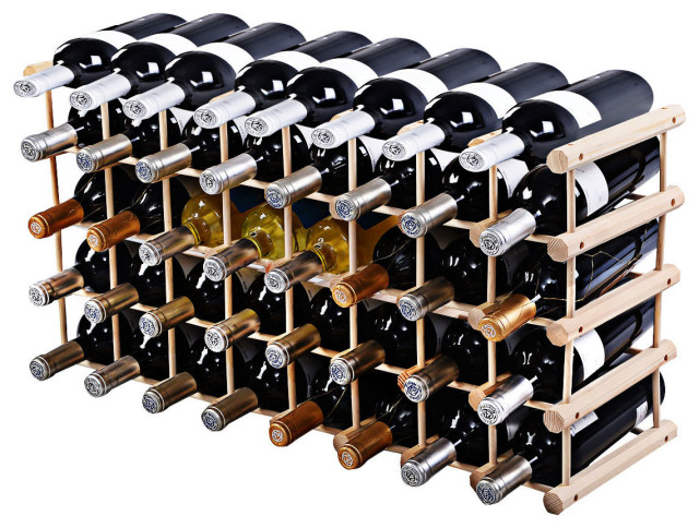 Costway Wood Wine Rack Stackable Storage Storage Display Shelves (36 ...