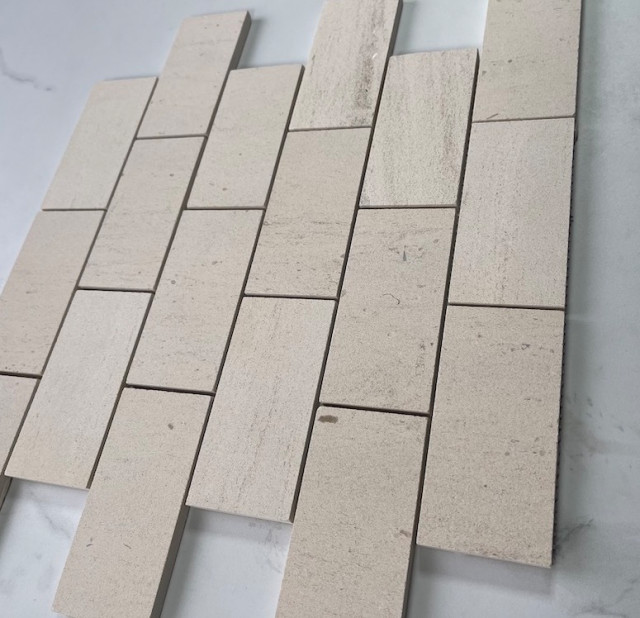Golden Beach Moleanos Beige Limestone 2x4 Subway Mosaic Tile Honed, 1 ...