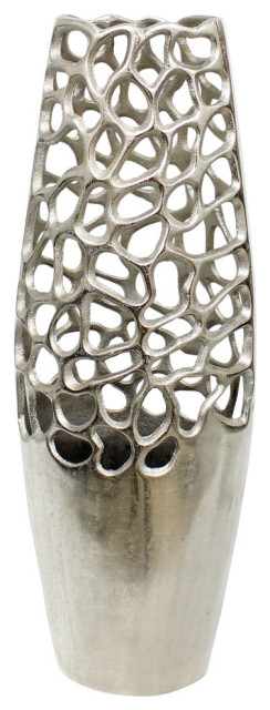 Metal 20" Cut-Out Vase, Silver - Contemporary - Vases - by Virventures ...