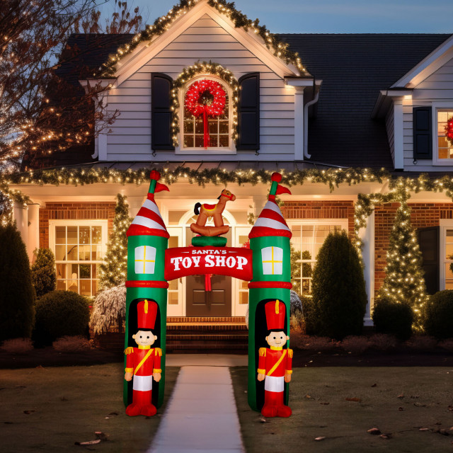 10' Santa's Toy Shop Archway With Toy Soldiers and Rocking Horse ...