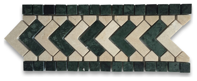 Marble Mosaic Border Bathroom Listello Tile Arrow Green 4x10 Polished ...