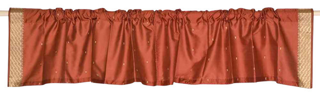 Rust - Rod Pocket Top It Off handmade Sari Valance - Pair, 43 X 15 ...