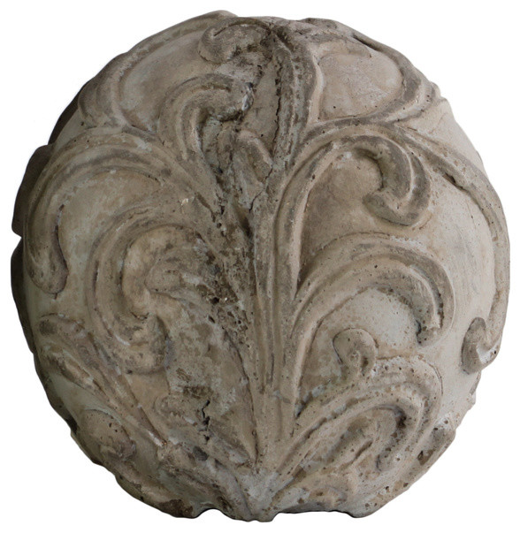 Cement Ornamental Sphere With Embossed Swirl Design, Small - Decorative ...