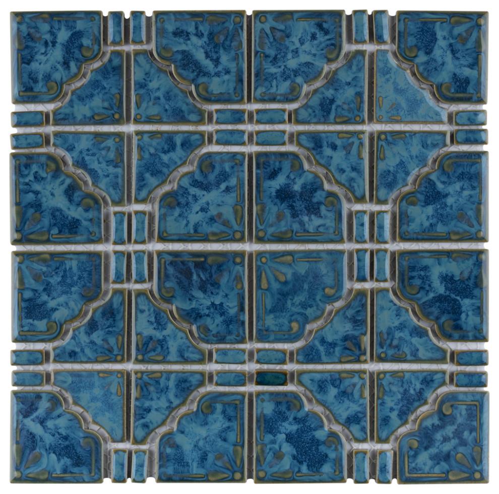 Moonbeam Mosaic Floor and Wall Tile, Atlantic Blue, Sample ...