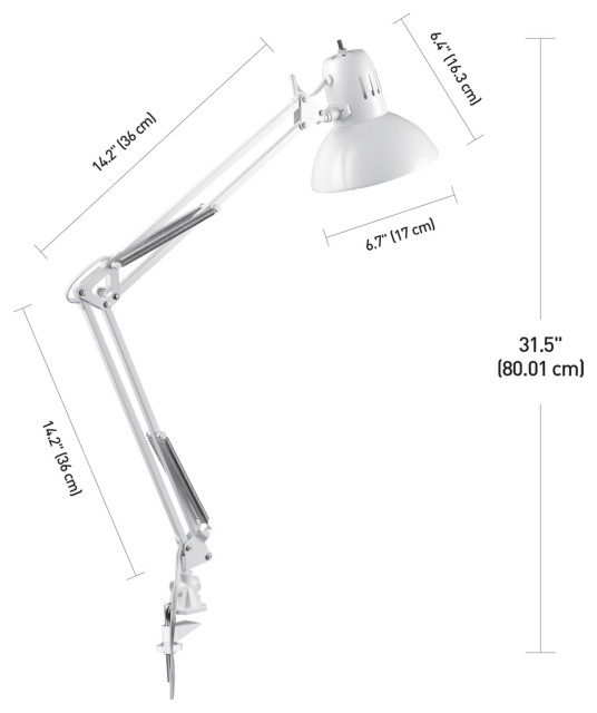 Architect 31.5" Glossy White Swing Arm Clamp-On Desk Lamp ...