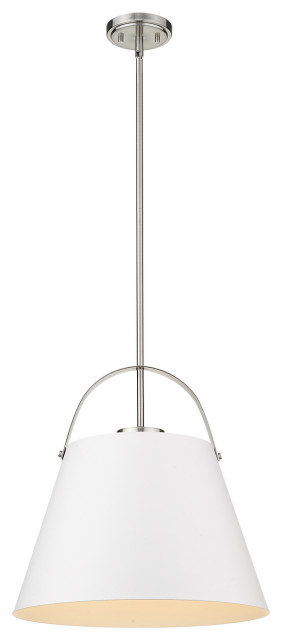 Z-Studio One Light Pendant, Matte White / Brushed Nickel - Transitional ...