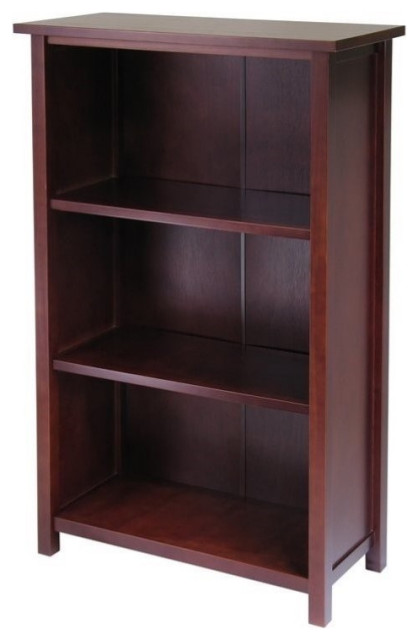 Pemberly Row 3-Tier Transitional Solid Wood Medium Storage Book Shelf ...