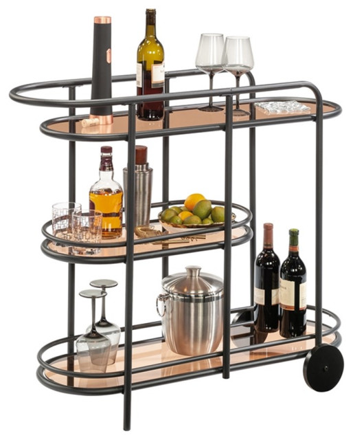 Sauder Coral Cape Metal Bar Cart in Black - Transitional - Bar Carts ...