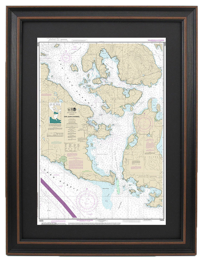 Framed Nautical Chart, San Juan Channel - Traditional - Prints And ...