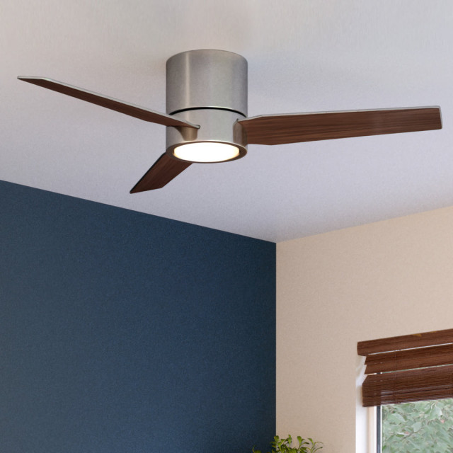 Luxury Mid-Century-Modern Ceiling Fan, Brushed Nickel - Transitional ...