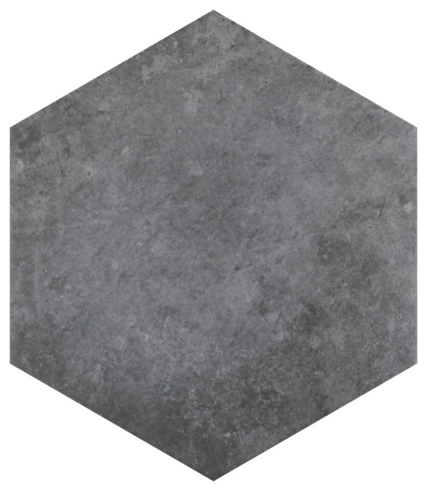 Heritage Hex Carbon Porcelain Floor and Wall Tile Sample - Contemporary ...