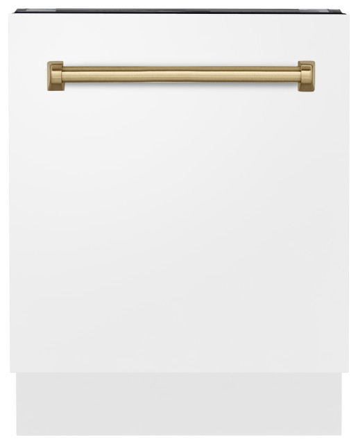 ZLINE 24" Tall Tub Dishwasher, White Matte With Gold Handle, DWVZ-WM-24 ...