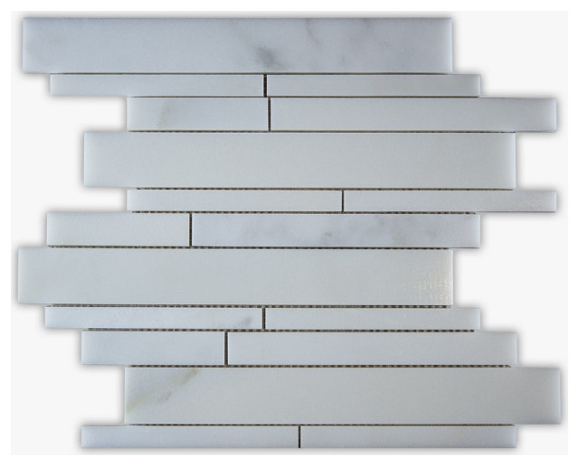 Calacatta Polished Slides Marble Mosaic, 12x12 - Contemporary - Mosaic ...