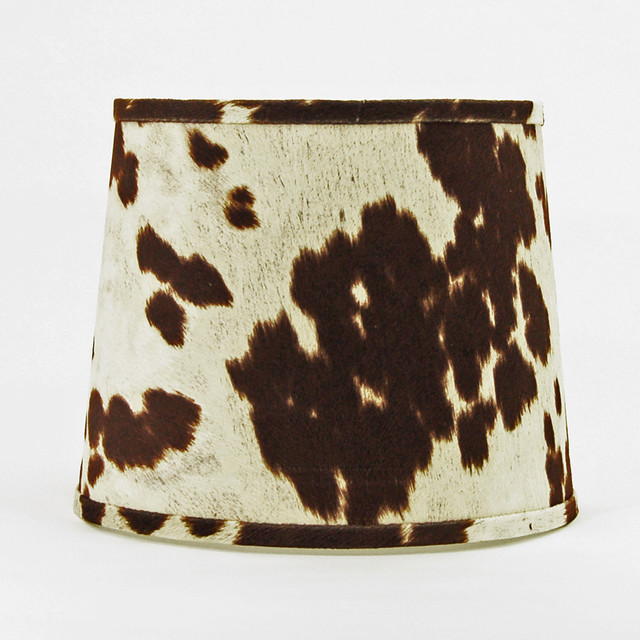 12" Brown Faux Cowhide Shade, Hardback, Washer Fitter - Contemporary ...