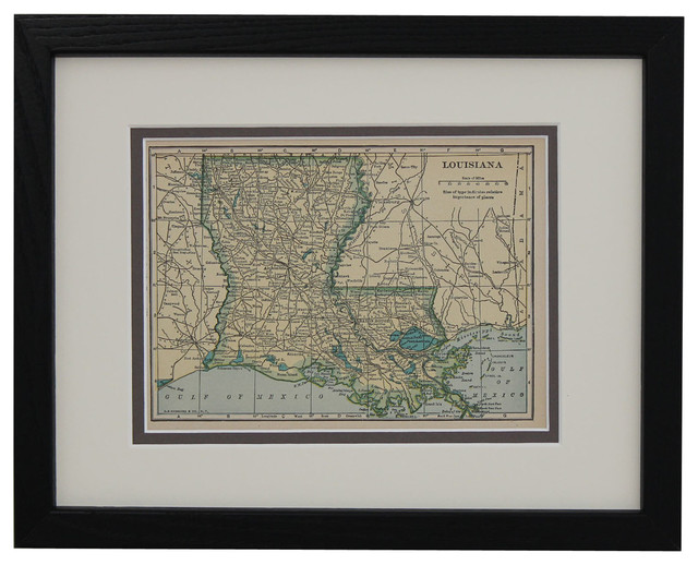 Vintage Louisiana Map, Framed Original La Map- Authentic 1920s ...