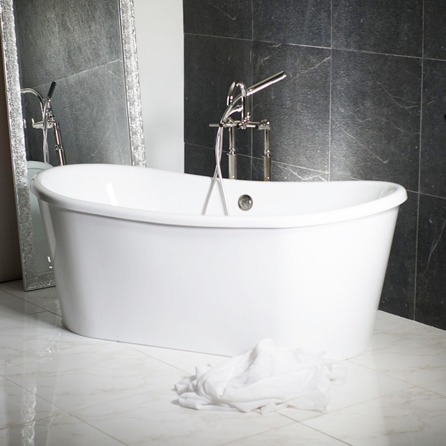 Sansiro Verona-WHSK67' 67" Acrylic French Bateau Skirted Tub White w ...
