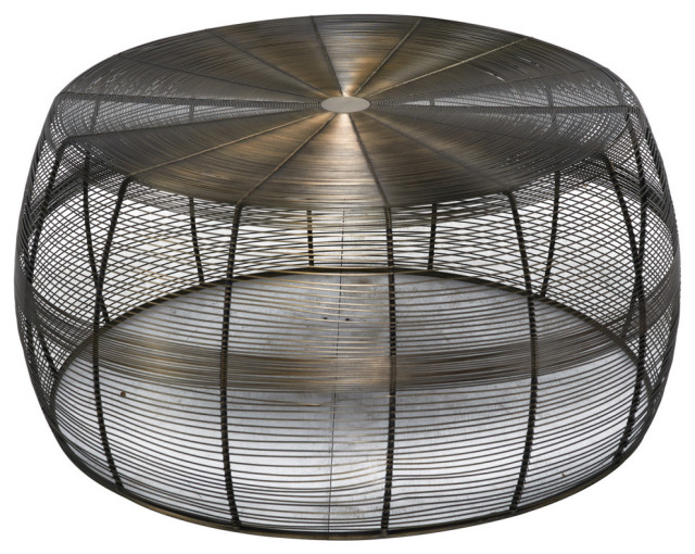 37" Wire Mesh Modern Industrial Drum Accent Coffee Table Mack ...