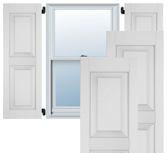 15" x 65" Exterior Pine Raised Panel Shutters, Black, 65"H ...