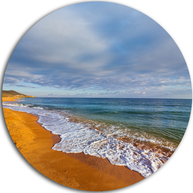 Dark Beach Under Cloudy Skies, Modern Beach Round Wall Art, Disc of 36 ...