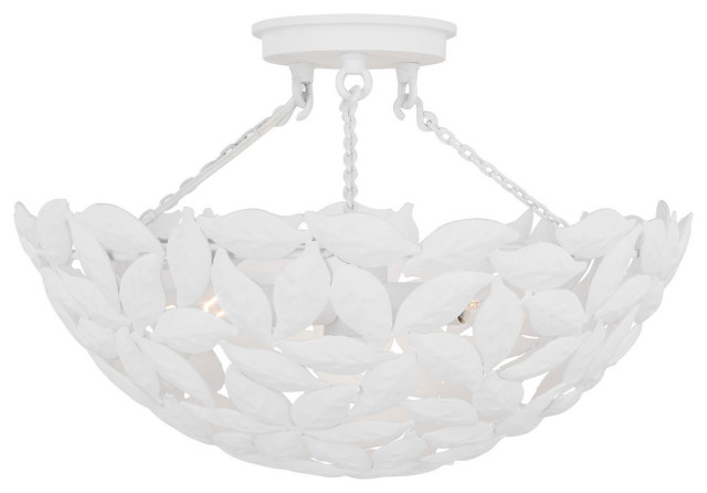 Kelan Three Light Semi Flush Mount in Textured White - Contemporary ...