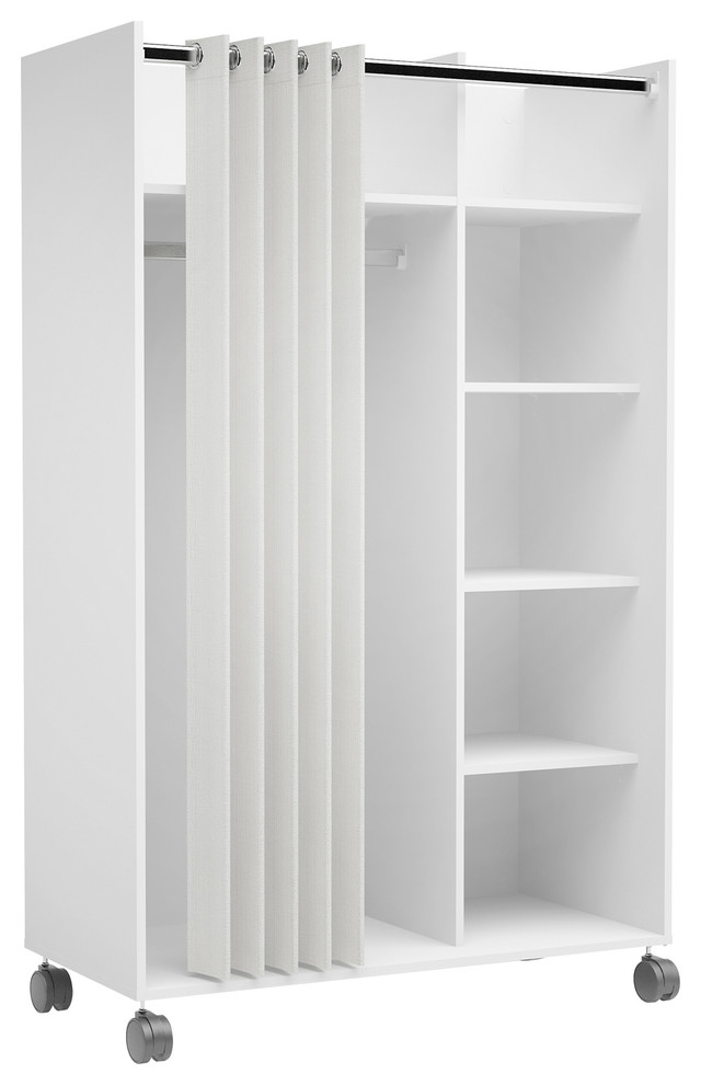 Tvilum Lola 4 Cubby Mobile Curtain Storage Unit in White and Natural ...