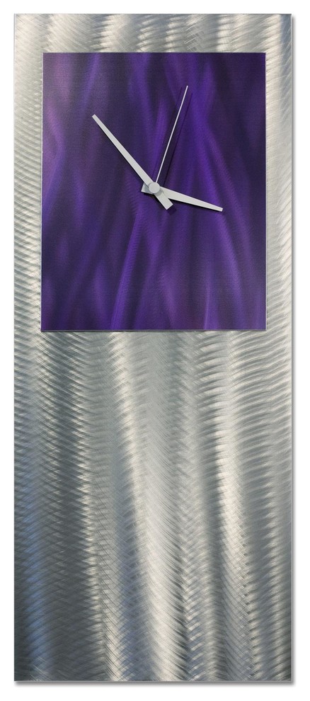Purple Modern Clock 'Purple Studio Clock', Hand-Crafted Metal Wall ...