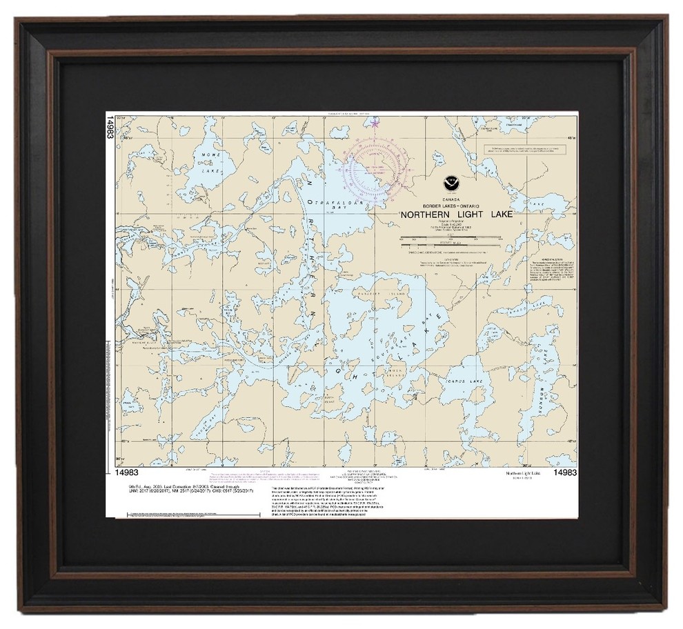 Framed Nautical Chart, Northern Light Lake, Ontario, 24x20 - Beach ...