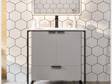 Eviva Moma 24" Grey Bathroom Vanity With Black Metallic Legs ...