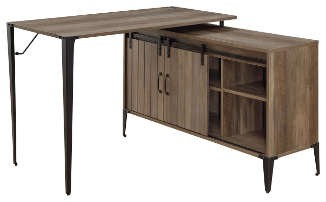 Zakwani Writing Desk, Rustic Oak and Black - Industrial - Desks And ...