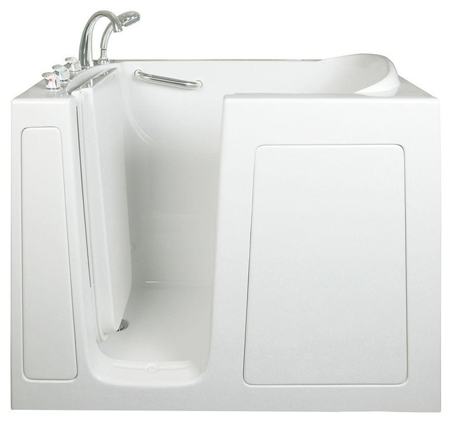 Low Threshold 4.33'x30" Walk-In Soaking Bathtub, White With Right Drain ...
