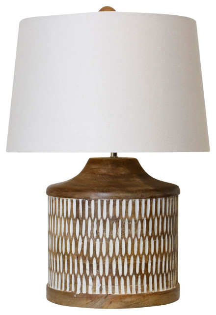 StyleCraft Carved Wood Body Table Lamp With Natural Finish IL330968DS ...