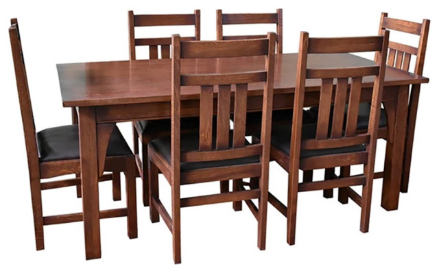Crafters and Weavers Arts and Crafts Solid Wood Dining Table Set in ...
