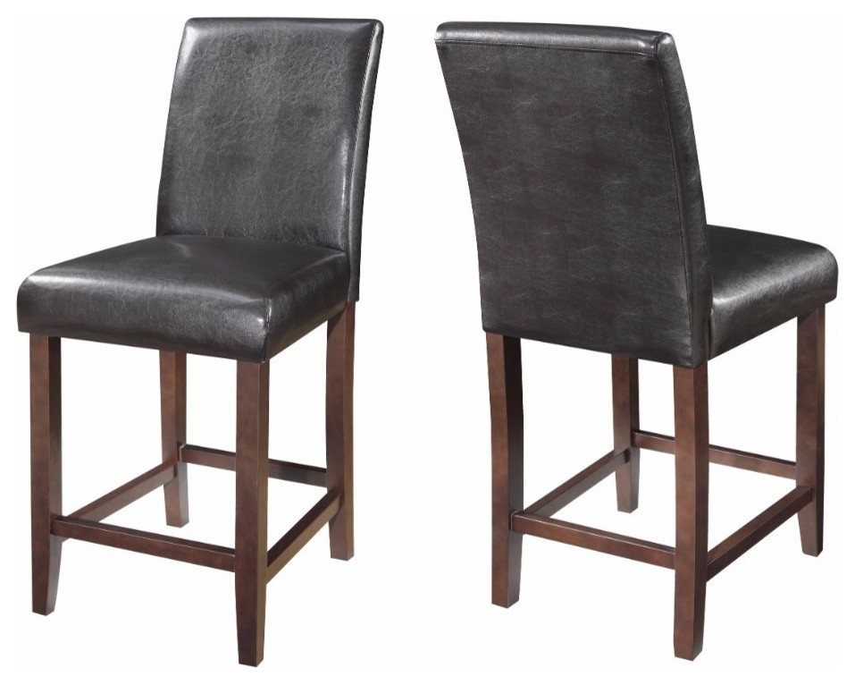 Mid-Back Contemporary Counter Height Stool, Set of 2 - Transitional ...