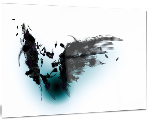 "Black Wings" Glossy Metal Wall Art, 28"x12" - Contemporary - Metal ...