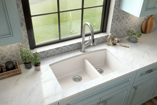 Karran Undermount Quartz 32" 60/40 Double Bowl Kitchen Sink ...
