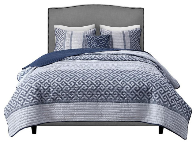4 Piece Reversible Jacquard Coverlet Set - Contemporary - Quilts And ...