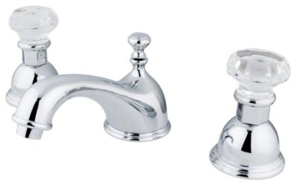Polished Chrome Widespread Lavatory Faucet with Crystal Handle Chrome ...