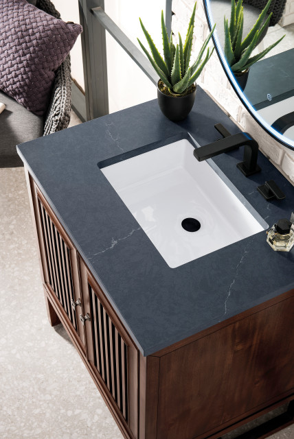 Athens 30" Vanity, Mid Century Acacia, Charcoal Soapstone Quartz Top ...