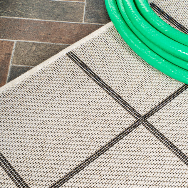 Grid Modern Squares Indoor/Outdoor Area Rug, 5x8 - Farmhouse - Outdoor ...