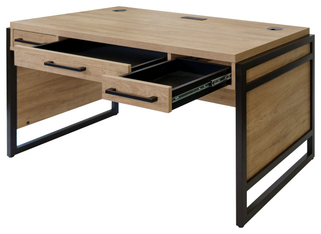 Modern Wood Laminate Office Desk, Writing Table, Light Brown ...