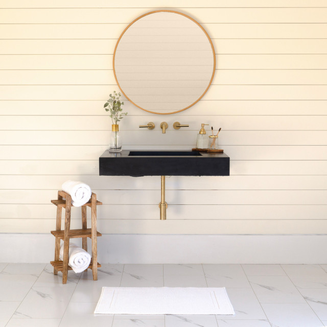 Concrete Wall Hanging Vanity With Ramp Sink9, 36'' - Contemporary ...