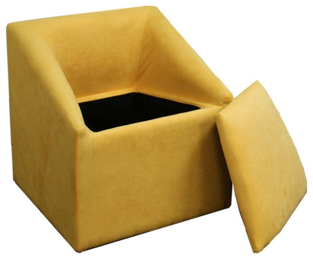 21 Modern Yellow Gold Cubed Accent Storage Chair - Contemporary ...