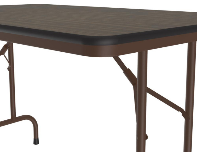 Econoline Melamine Top Folding Table, 30x48 RECTANGULAR WALNUT BROWN ...