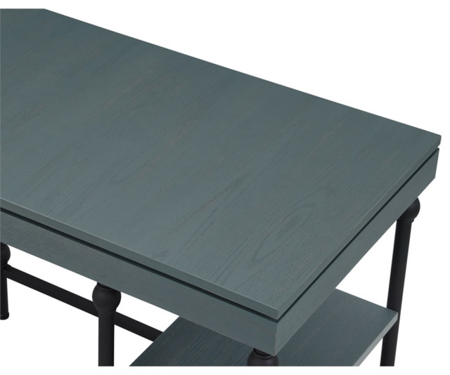 Pemberly Row Contemporary L-shaped Wooden Desk in Antique Blue ...